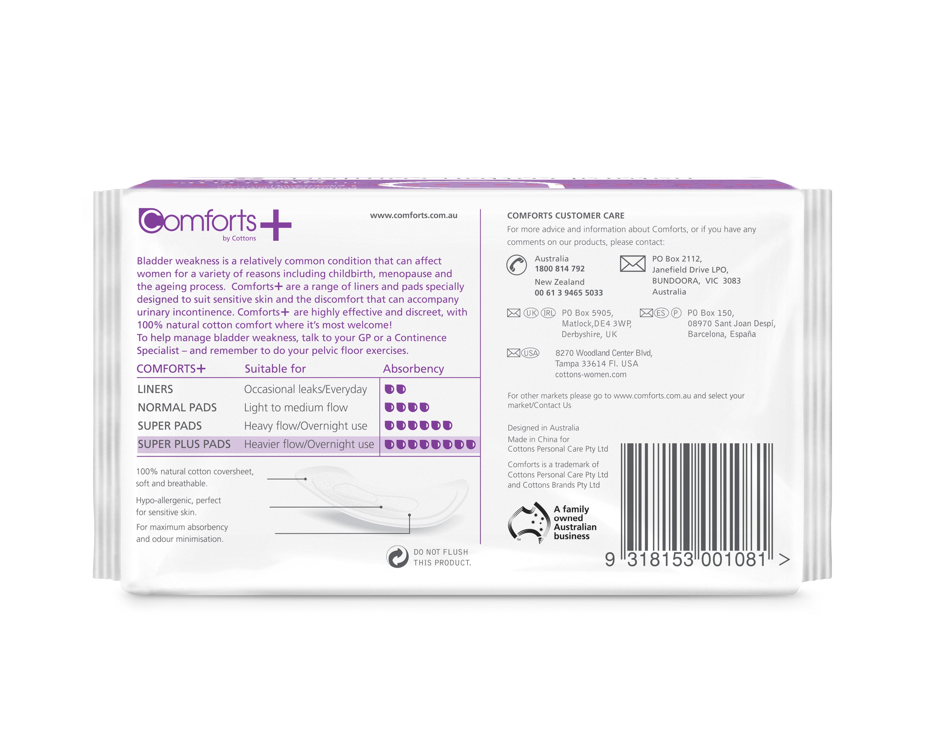 Cottons Shop | Comforts Super Plus Premium | Natural Incontinence Pads
